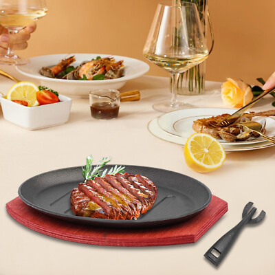 Cast Iron Sizzle Platter Steak Sizzler Serving Plate Sizzling Dish ...