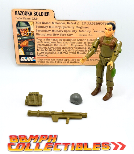 Super Nice 1982 GI Joe ARAH ZAP Straight Arms Bazooka Soldier w/FILE ...