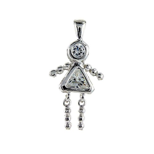 Sterling Silver Birthstone Baby Girl Pendant Charm Colored Cubic ...