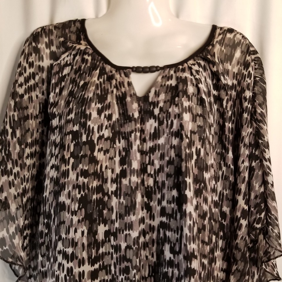 Women's Top Blouse Plus Size 3X Beaded Key Hole Neckline Black ...