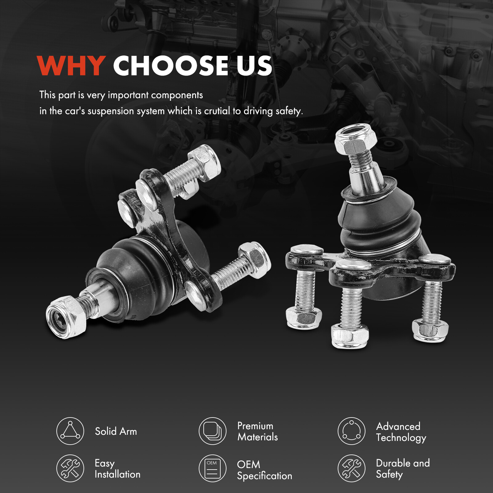 2x Front Lower Ball Joints for Audi A3 Quattro S3 Q3 Volkswagen CC Golf ...