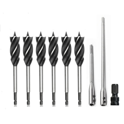 4 Flute Wood Auger Bits 10-35mm Joiner Carpenter Drill Bit Fast Cut Hex ...