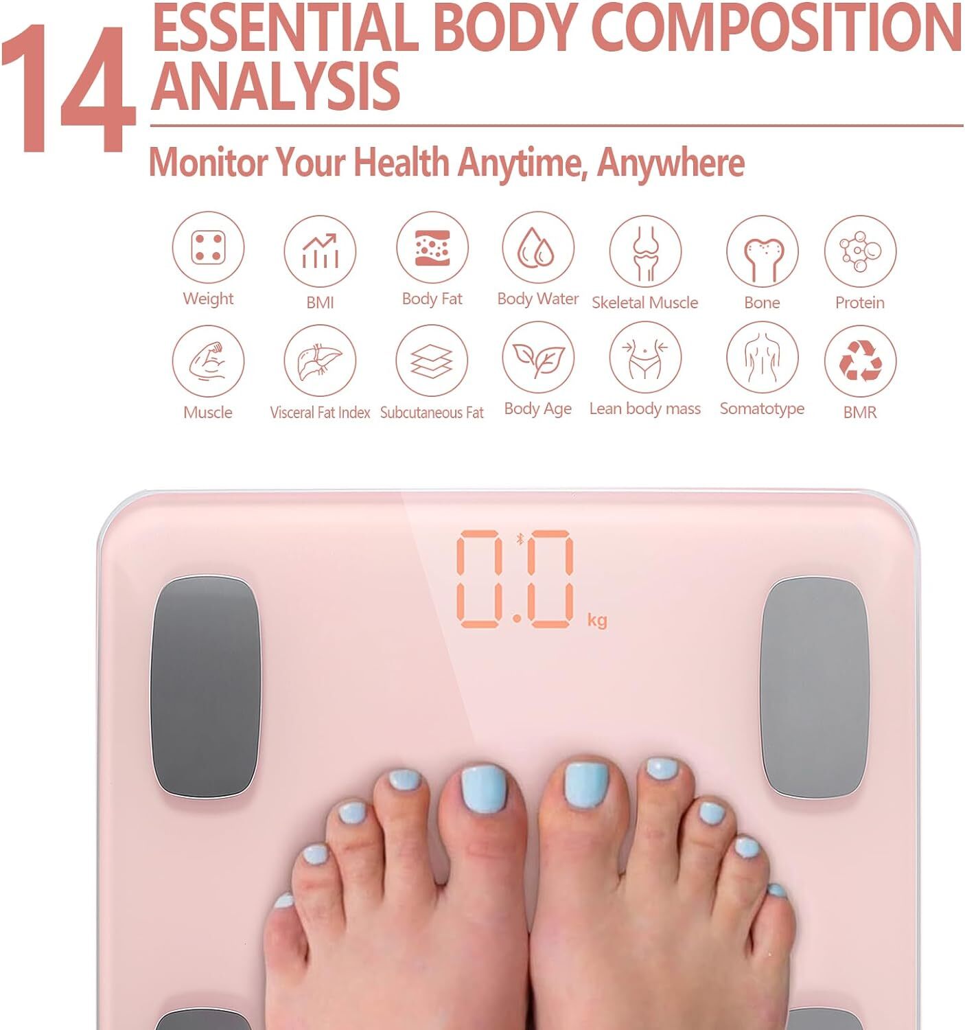 Digital Bathroom Scales Weighing Bluetooth Smart Body Fat Scales BMI ...