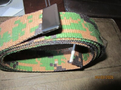 NEW CAMOUFLAGE CAMO MILITARY Greens Webb Belt 54" long 1 1/4" wide no ...