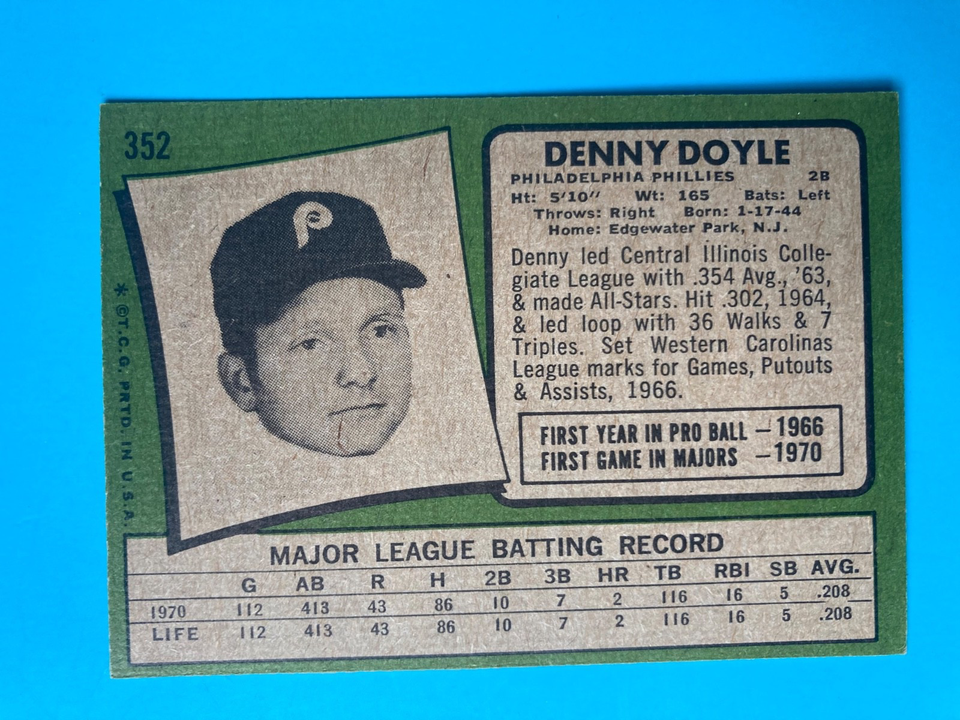 1971 topps baseball #352 Denny Doyle Philadelphia Phillies NM | eBay