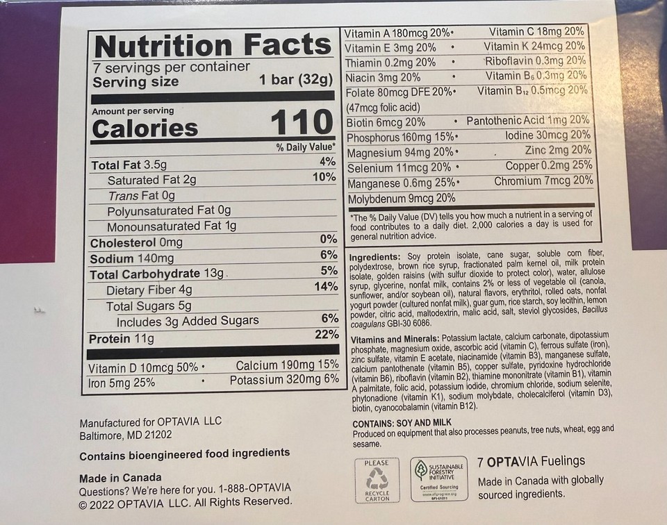 Lemon Tart Crisp Bar Optavia (7 Bars) 2/26 *BESTPRICEONEBAY* FREE SHIP ...