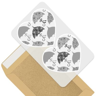 2 x Heart Stickers 10 cm - BW - Umbrellas England Weather Rain #35175 ...