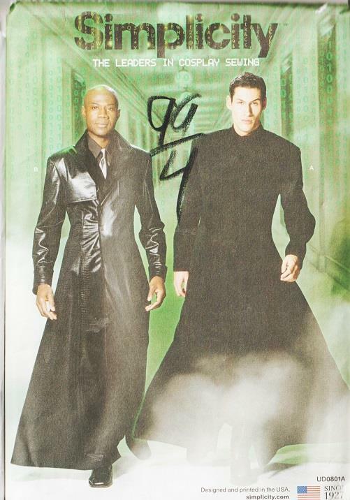 OOP Simplicity Pattern 5386 D0801 Mens Teen Matrix Coat Duster Costume ...