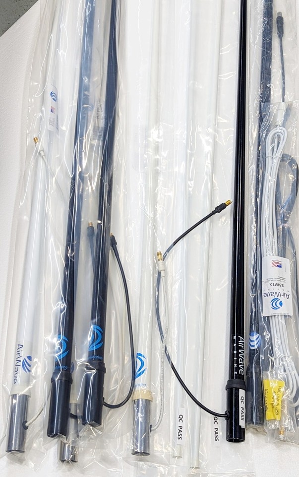 AirWave Marine 8FT VHF Boat Antenna White 15ft cable Factory Blem, demo ...