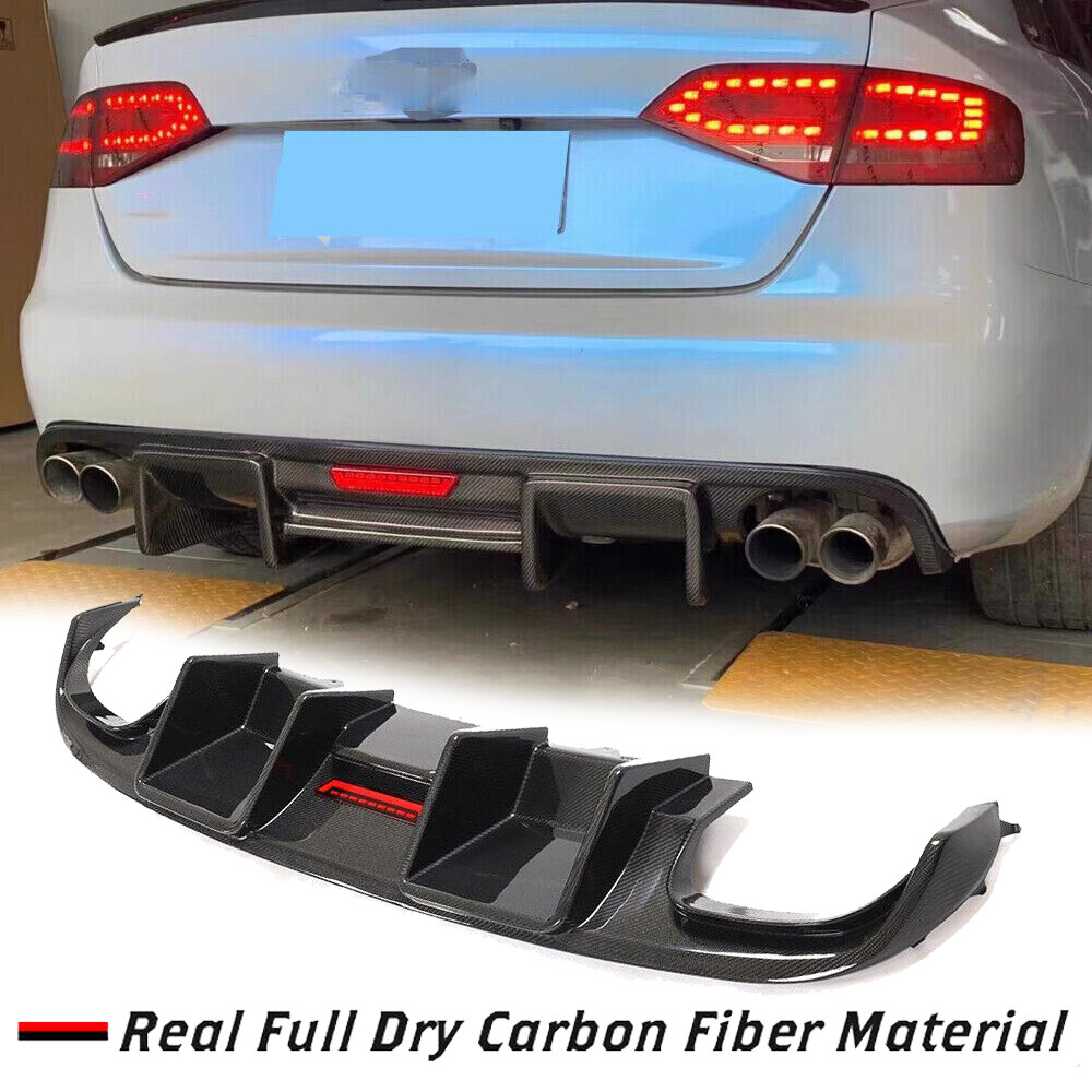 For Audi S4 B8 2008-2012 REAL CARBON Rear Bumper Diffuser Lip W/Break ...