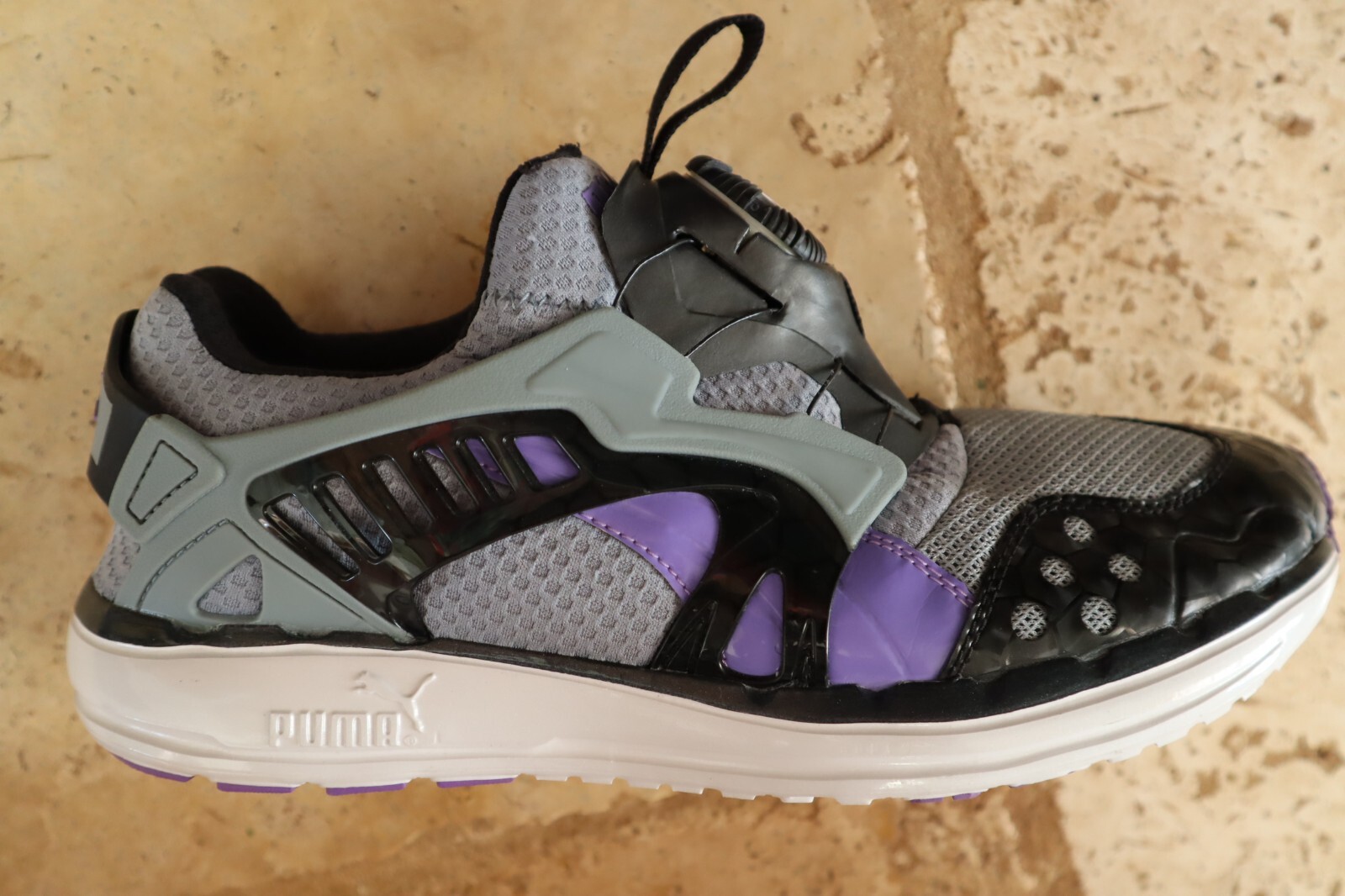 New Black Gray & Purple PUMA Eco Ortholite Disc System Sneakers Man's 7 ...