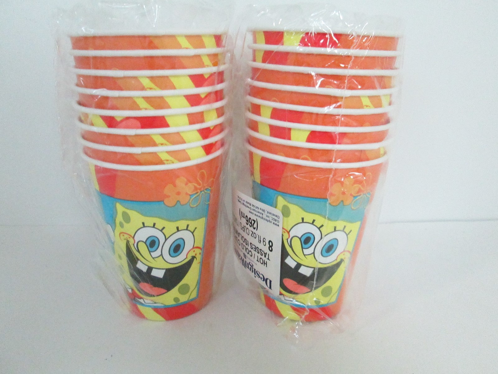 SPONGEBOB BUDDIES HOT / COLD CUPS 9oz - LOT OF 2 PACKAGES - PARTY ...