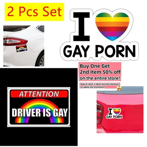 Set of 2 - LGBT Gay Pride Prank Decal Auto Car Truck SUV Window Rainbow ...