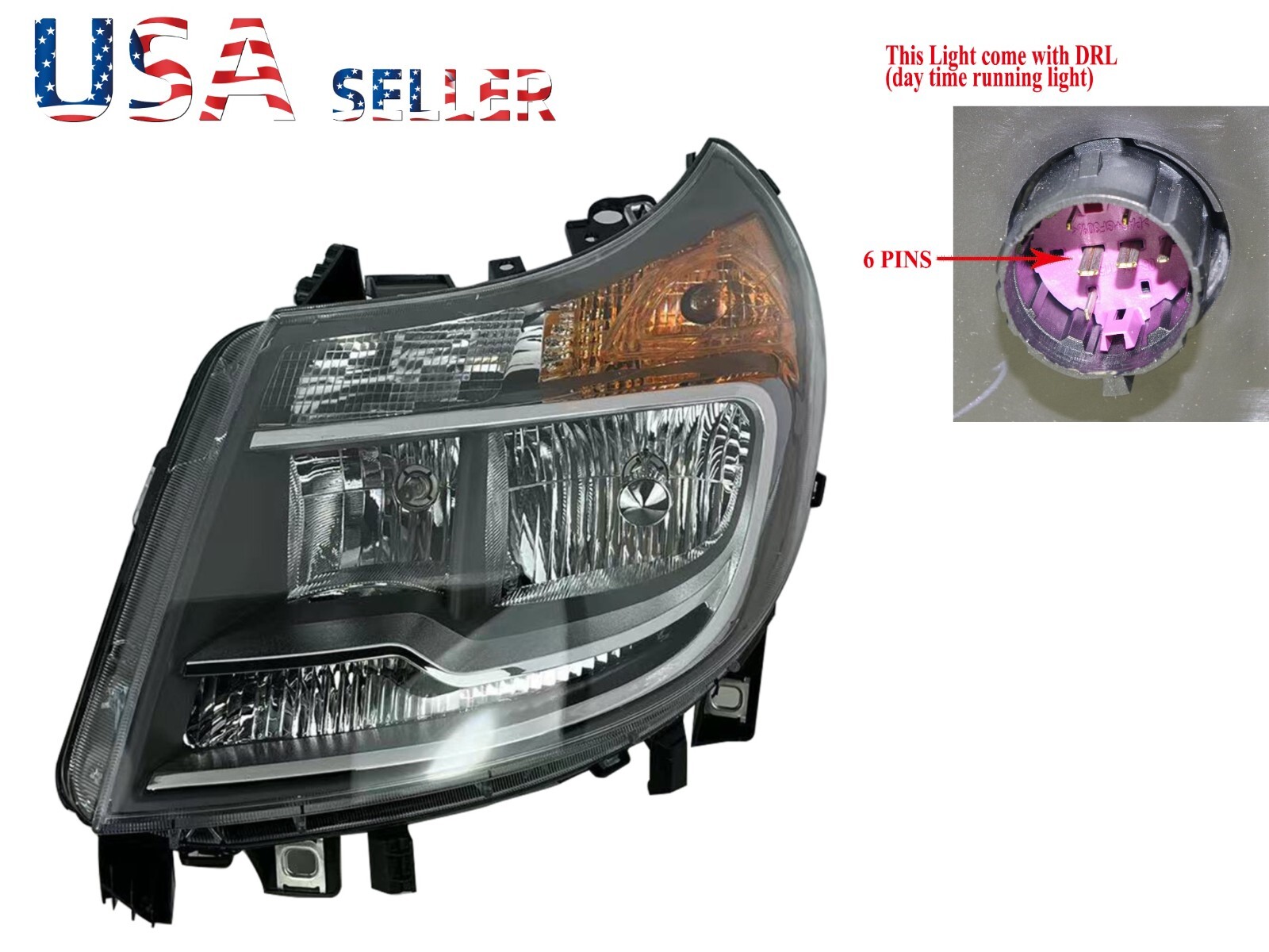 Driver Left Side Headlight with DRL for 10-24 RAM Promaster 1500 2500 ...