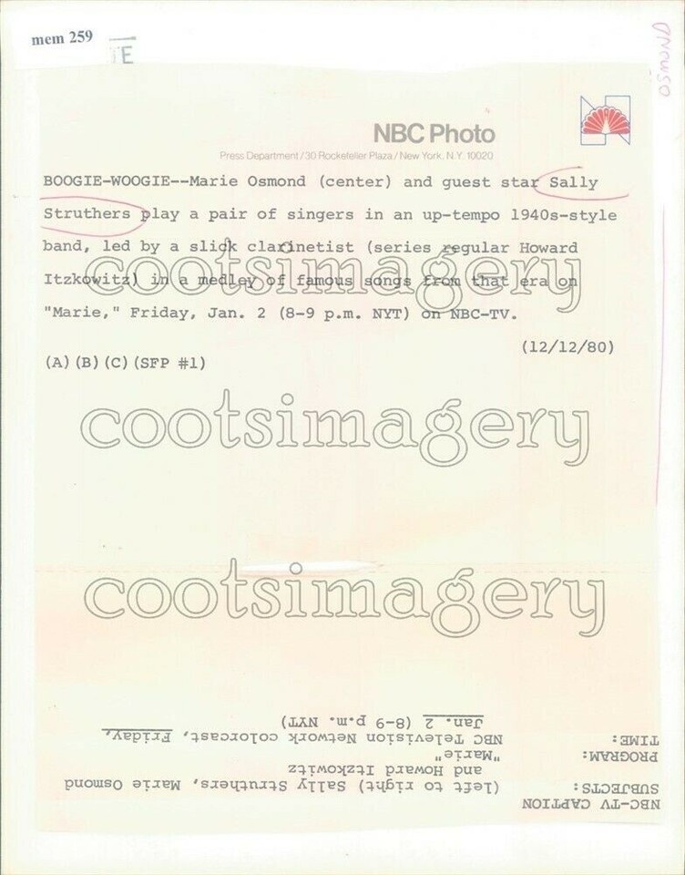 1980 Press Photo Sally Struthers Howard Itzkowitz Marie Osmond Sing ...