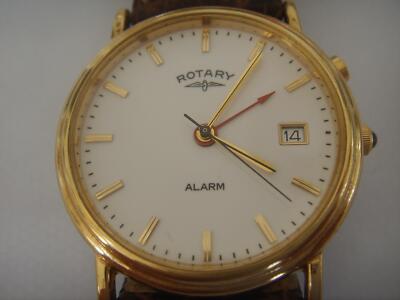ROTARY GOLD PLATED ALARM QUARTZ DATE WATCH ORIGINAL STRAP | eBay UK