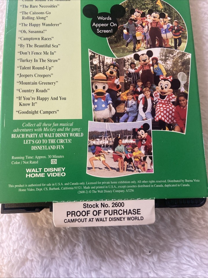 Disney Sing Along Songs Campout At Walt Disney World VHS 765362600038| eBay