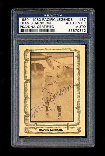 TRAVIS JACKSON SIGNED PACIFIC LEGENDS PSA/DNA HOF AUTOGRAPHED NEW YORK ...
