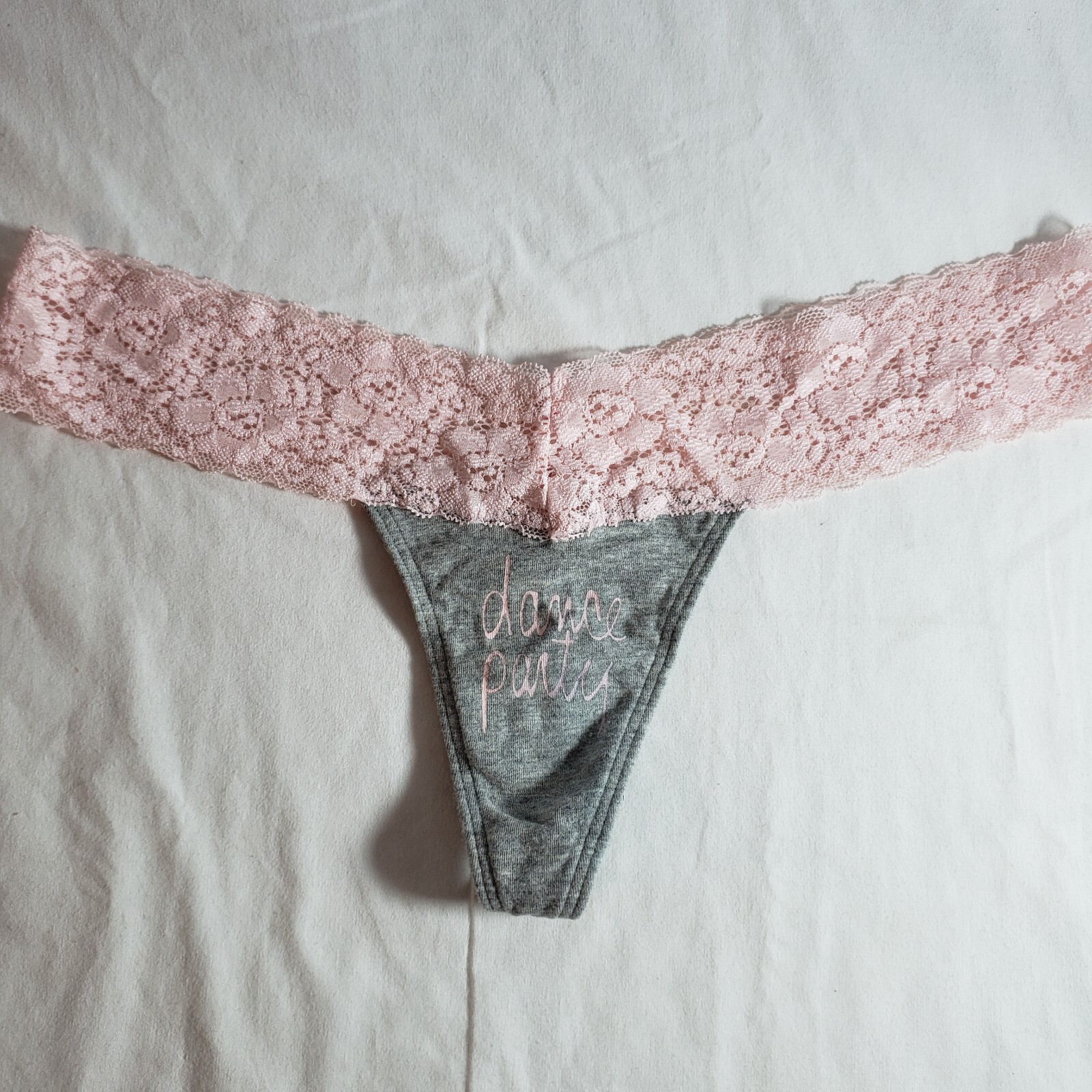 Victoria's Secret Pink Extra Low Rise Thong Medium Pink Gray Lace | eBay
