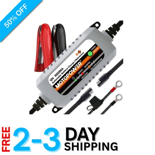 Compact Grey Battery Charger & Desulfator with LED Indicator and Safety ...