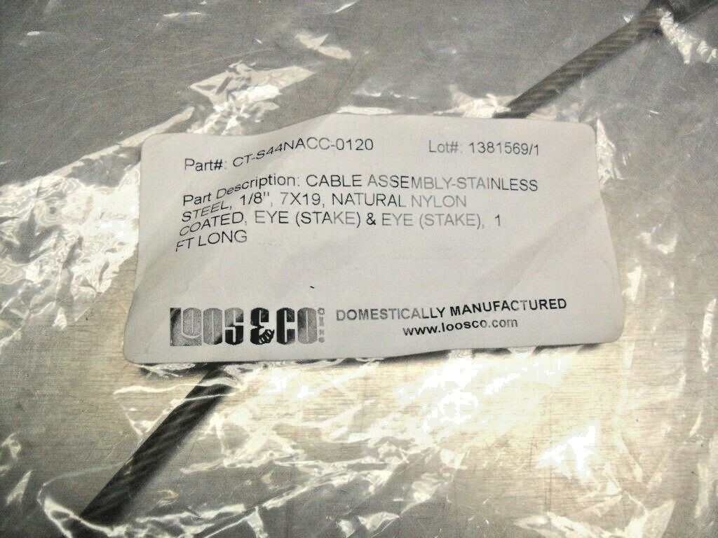 Loos & Co Cable Assembly Stainless CT-S44NACC-0120 - 1' long 1/8" dia ...