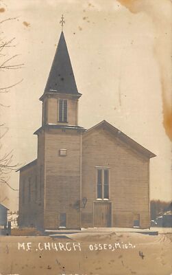 OSSEO Michigan RPPC postcard Hillsdale County M E Church building | eBay