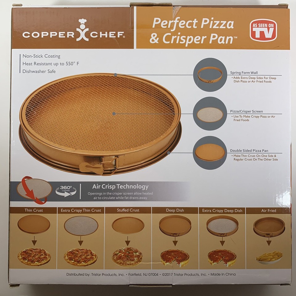 New 12" Copper Chef Perfect Pizza and Crisper Pan Non-Stick 3 pc Set | eBay
