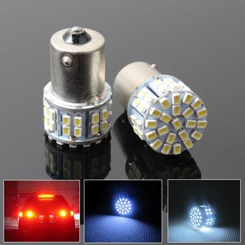 2x BA15S 50 SMD LED - BRIGHT WHITE 1156 Brake Reverse Light Bulb Globe ...