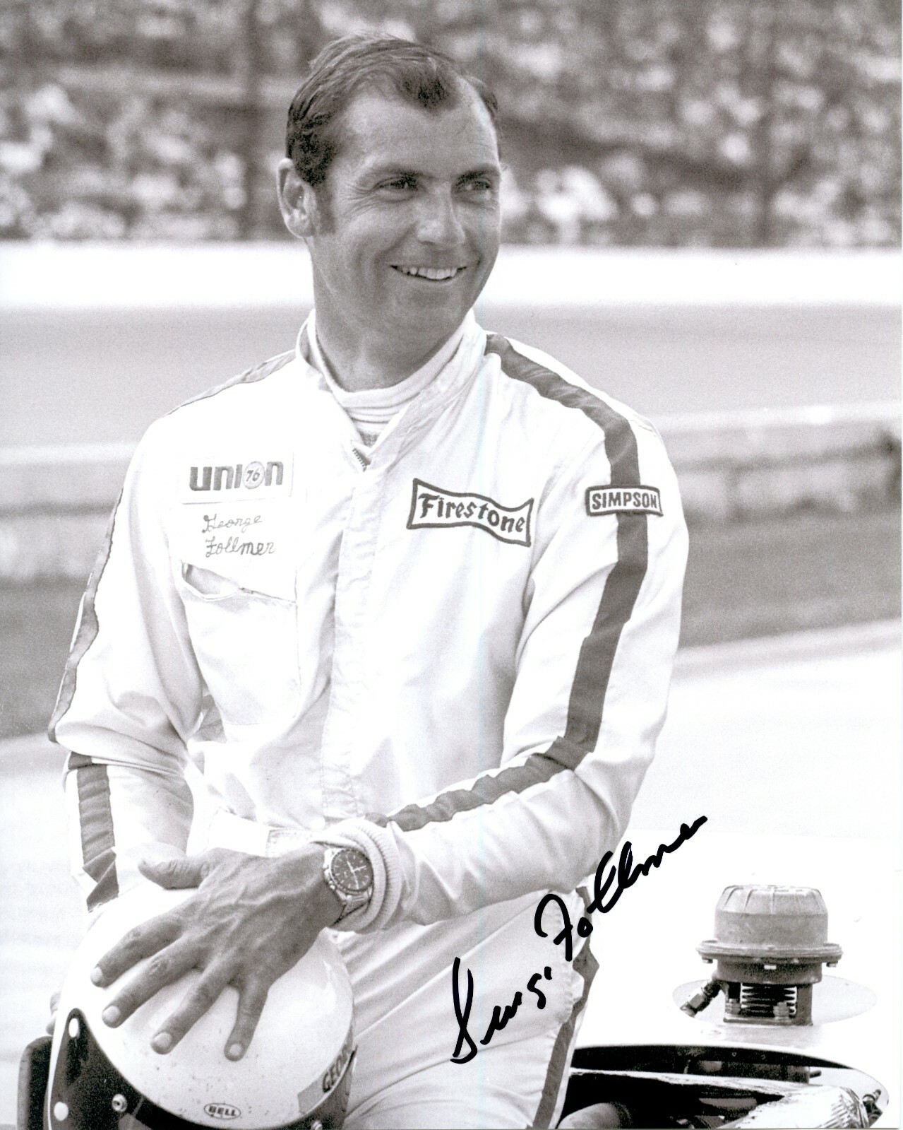 GEORGE FOLLMER AUTOGRAPHED INDY 500 8 X 10 PHOTO F1 NASCAR TRANS-AM CAN ...