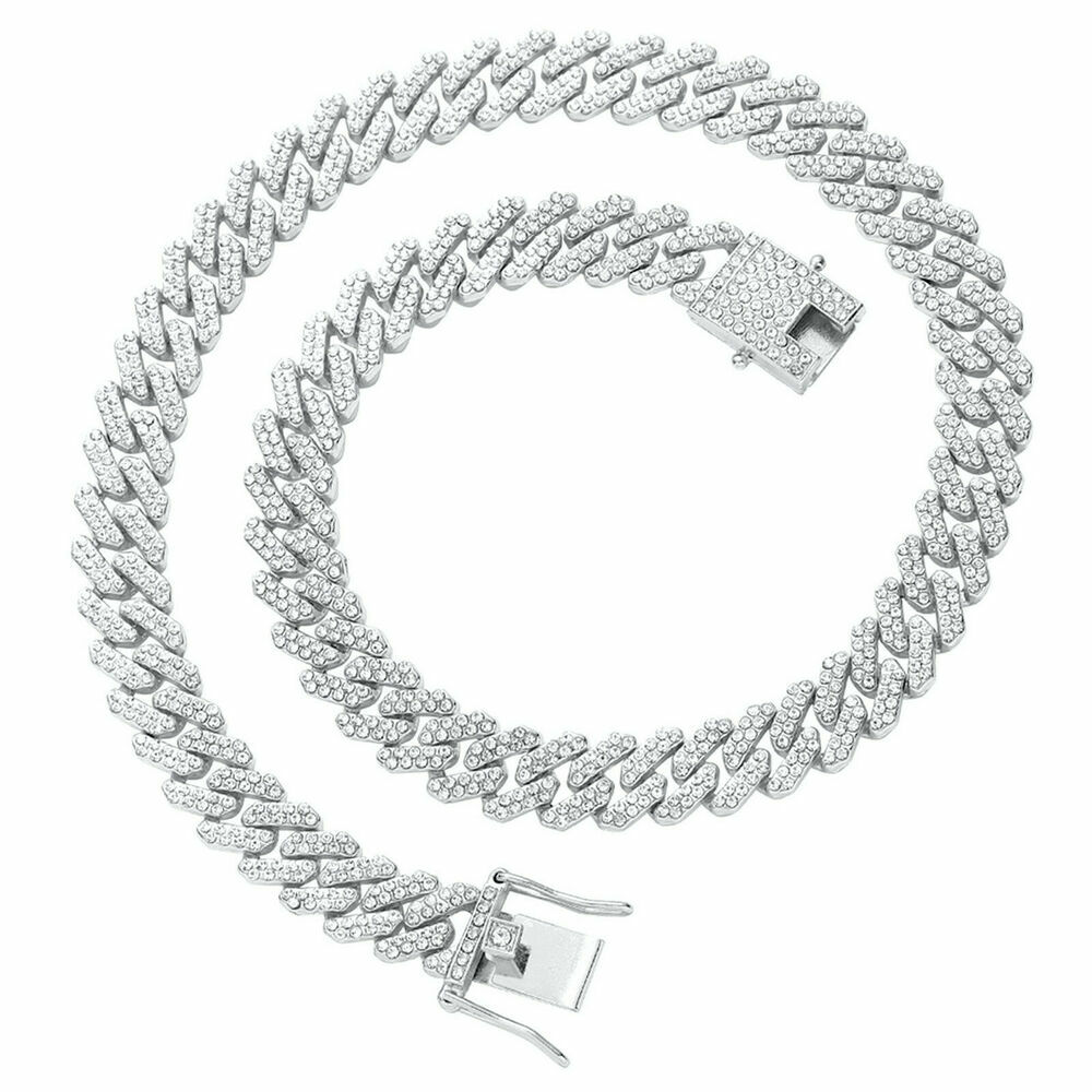 Men's Hip Hop 14k Gold Plated CZ Iced Miami Cuban Link Chain Bracelet ...