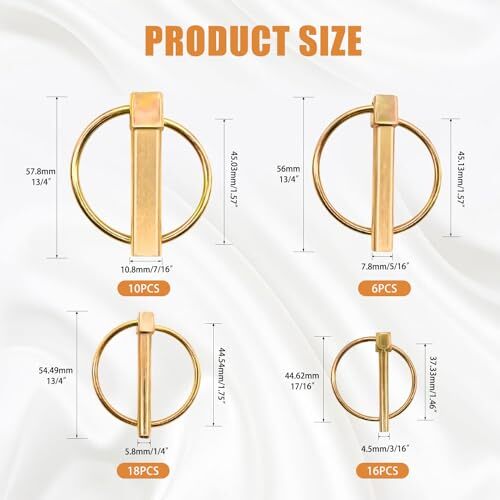 50Pcs Heavy Duty Lynch Pin Assortment Kit Tractor Pins Linch Pins Clips ...