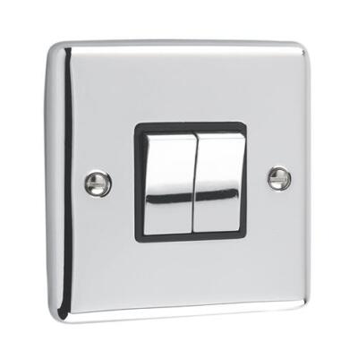 Litecraft Light Switch 2 Gang 10A Electrical Fitting - Polished Chrome ...