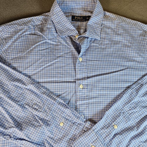 Polo Ralph Lauren Mens Long Sleeve Button Down Blue Check Pattern Shirt ...