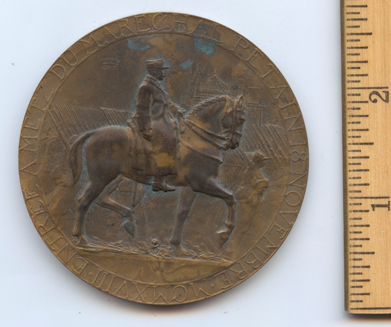 French Marechal Petain Medal (#992) 1918 Entrée Ametz. Bronze. D ...