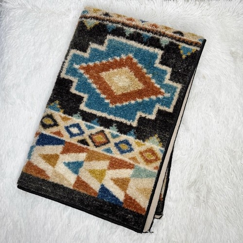 Burnt rust orange blue tan boho Aztec abstract accent rug 30x46 | eBay