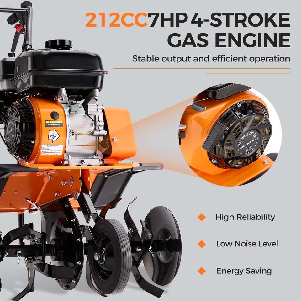Gas Powered Tiller Cultivator 212CC 4-Stroke Front Tine, Width ...