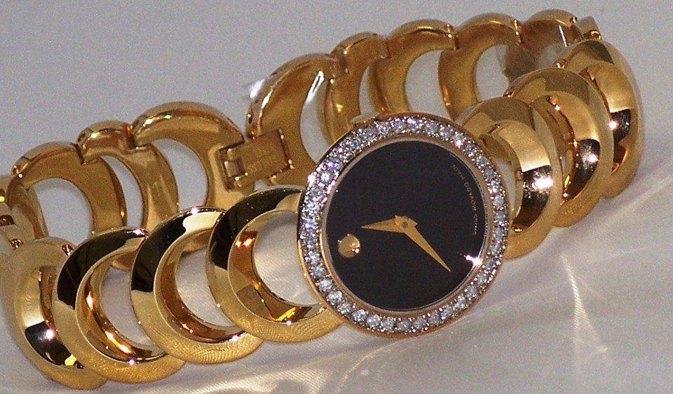 New Movado Rondiro Gold Women’s Custom Diamond Watch - 0605528 Aprx (0 ...