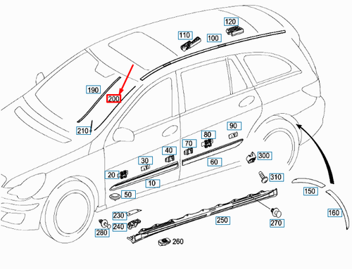 MERCEDES-BENZ R W251 A-Säule Linke Schiene A2516920127 NEU ORIGINAL | eBay