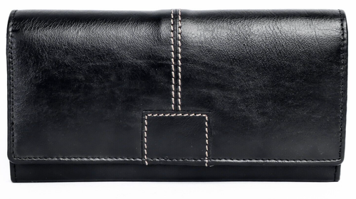 Women's Black Wallet Leather Bifold With Button Lock &Zipper RFID ...