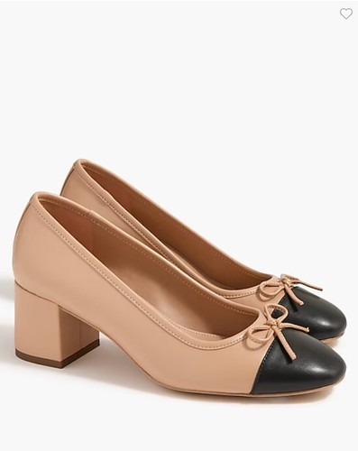 New J Crew Factory Nude Black Ballet Pump Cap Toe Colorblock Sz 8 | eBay