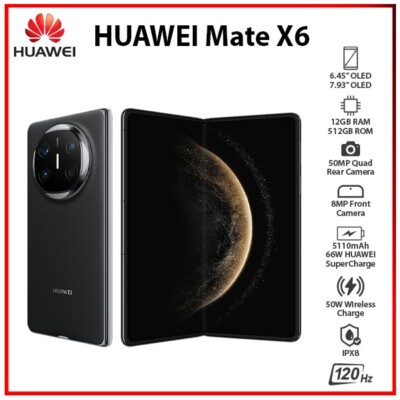 (New) Huawei Mate X6 BLACK 12GB+512GB Dual SIM Unlocked EMUI Mobile ...