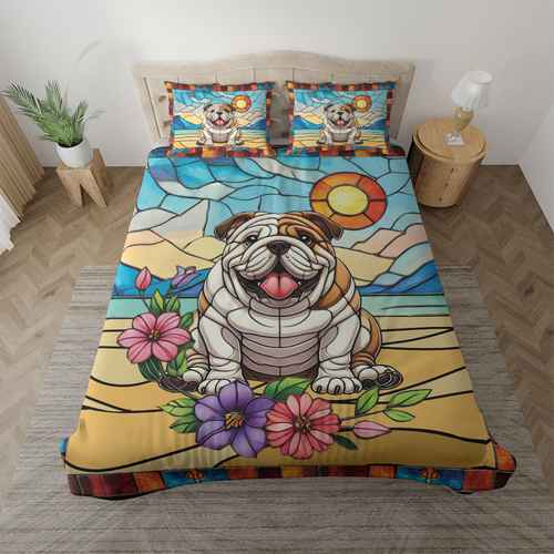 Bulldog Bedding Set, Colorful Dog Lover Duvet Cover with Pillowcases ...