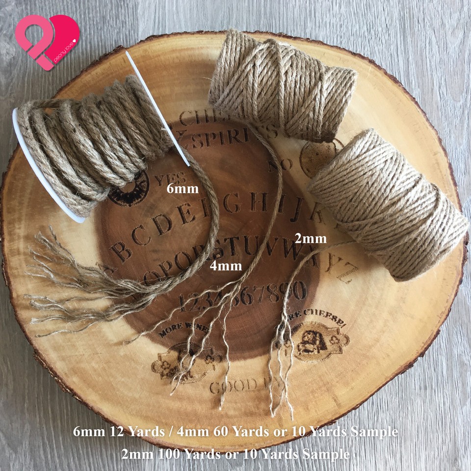 2-6mm Burlap Rope Twist Hemp Natural Linen Twine Jute Cord Craft String ...