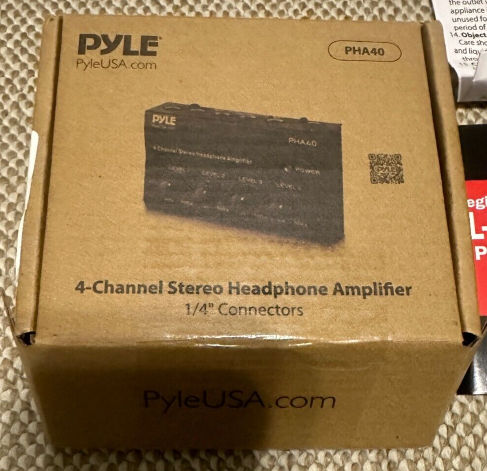 Pyle PHA40 4-Channel Stereo Headphone Amplifier - 1/4" Connectors for ...