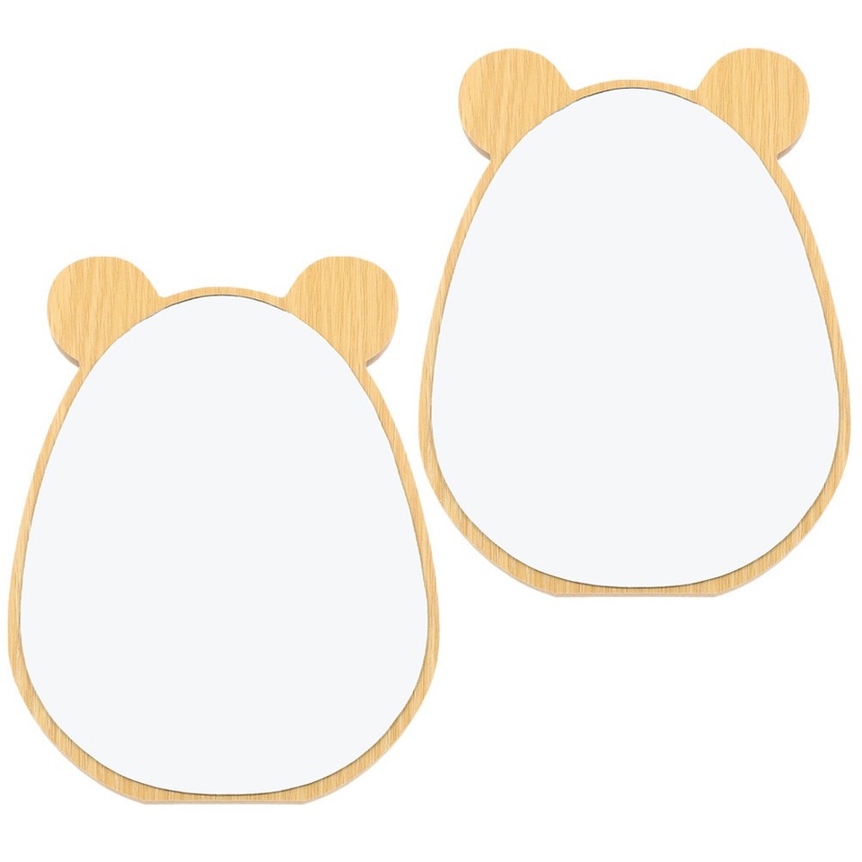 2 Sets Desktop Mirror Wooden Mirror with Stand Decorative Makeup Mirror ...