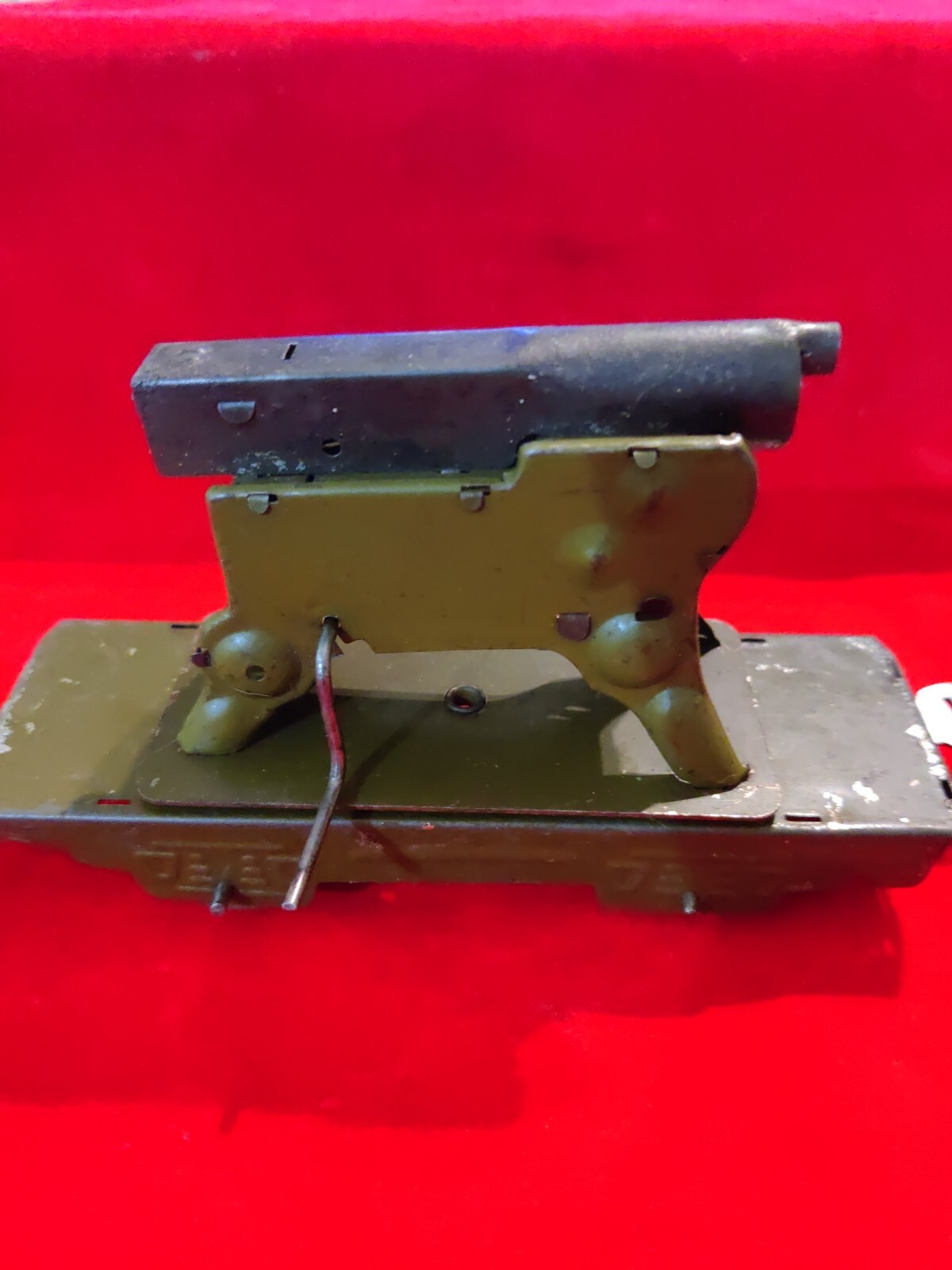 Marx O-Gauge Prewar Train 4-Wheel OD Army Machine Gun Car w/ Black ...