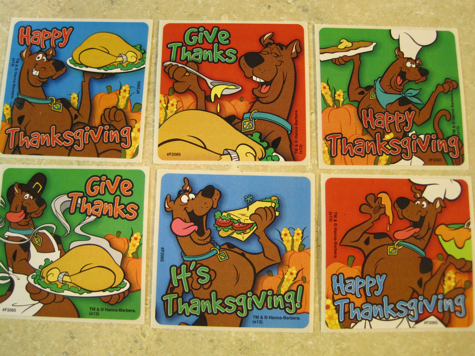 RETIRED * 6 LARGE * SCOOBY DOO STICKERS * THANKSGIVING * TURKEY DAY ...