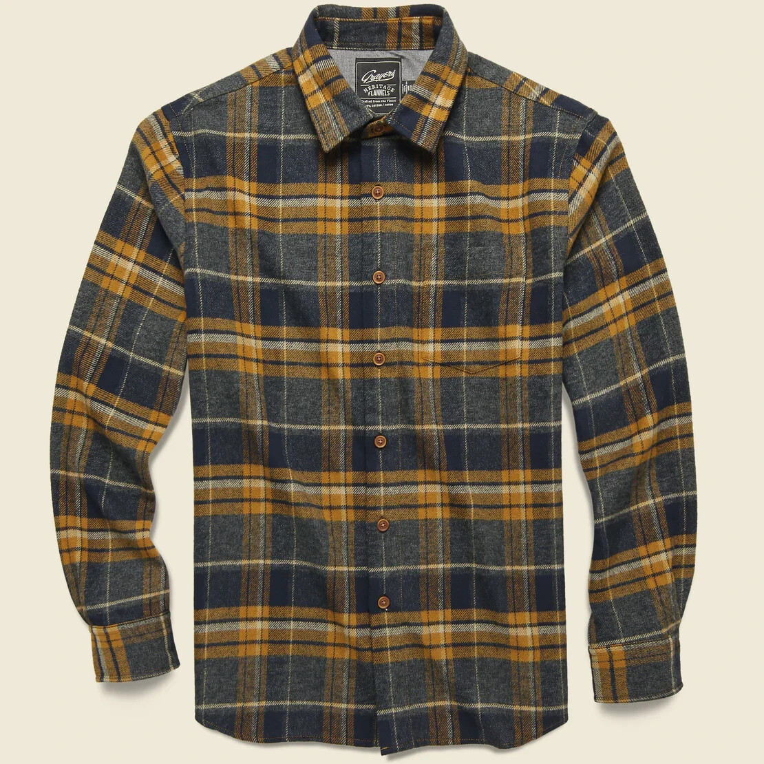 Grayers Men's Heritage Flannel Long Sleeve 100% Cotton Tobacco Grey ...