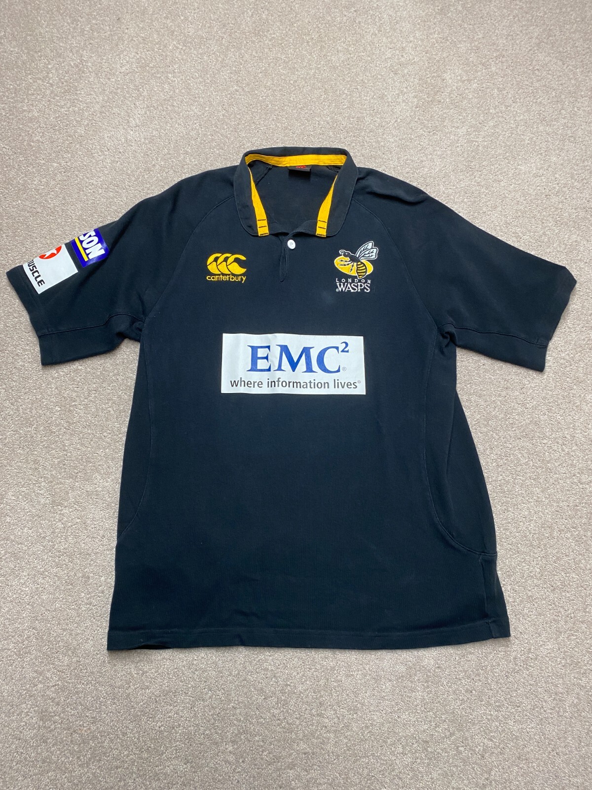 London Wasps Rugby Shirt Black Canterbury Size UK Lar… - Gem