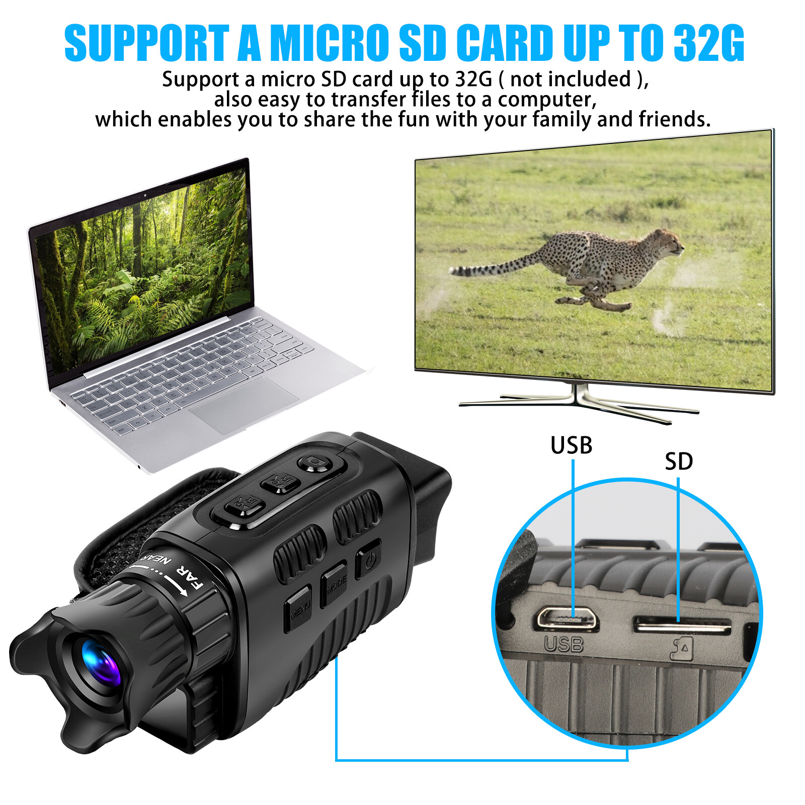 HD Digital Night Vision Monocular 4X Zoom 850nm Infrared Scope IR ...
